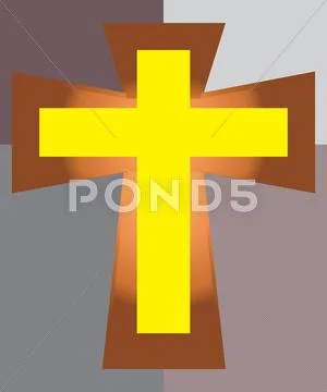 Yellow jesus cross on two tone background Illustration #39837732
