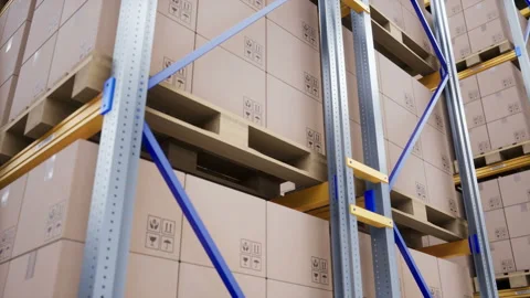 Yellow large metal racks and shelves, pa... | Stock Video | Pond5