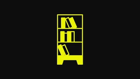 Yellow Library bookshelf icon isolated o... | Stock Video | Pond5