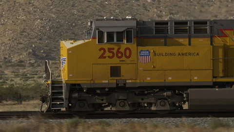 Yellow Locomotive Train Driving Though S... | Stock Video | Pond5