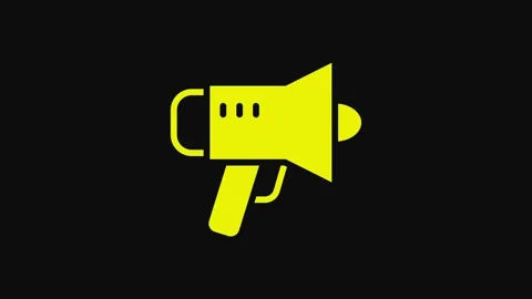 Yellow Megaphone icon isolated on black ... | Stock Video | Pond5