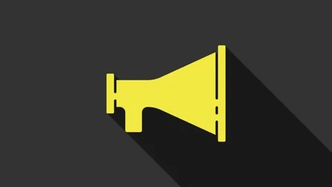 Yellow Megaphone icon isolated on grey b... | Stock Video | Pond5