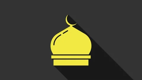 Yellow Muslim Mosque icon isolated on gr... | Stock Video | Pond5