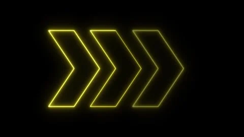 yellow neon arrow animation on a black b... | Stock Video | Pond5