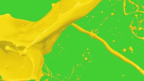 Yellow paint splash effect on vivid gree... | Stock Video | Pond5