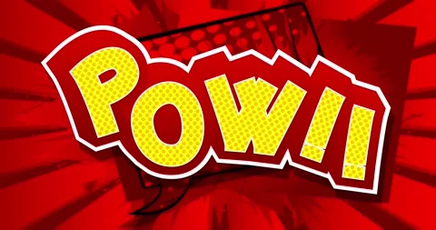 Yellow Pow Comic Word on Red Background | Stock Video | Pond5