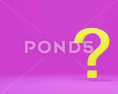 Yellow question mark sign on pink background Illustration #220804824