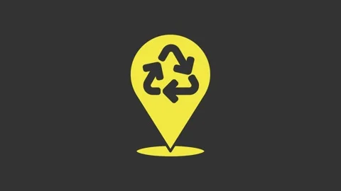 Yellow Recycle symbol icon isolated on g... | Stock Video | Pond5
