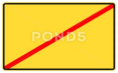 Yellow road sign.Yellow road sign with red band: Royalty Free #140283654