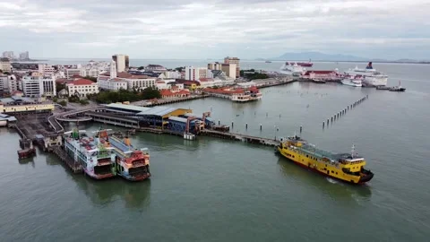 Yellow roro ferry arrive the jetty | Stock Video | Pond5