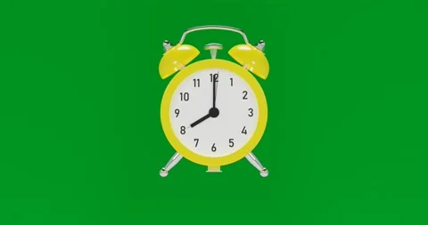 Yellow round alarm clock on green screen... | Stock Video | Pond5