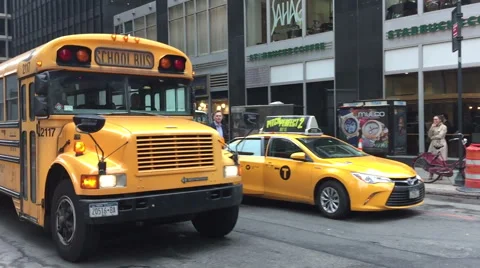 Yellow School Bus Crossing | Stock Video | Pond5