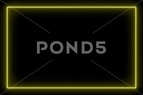 Yellow simple neon tube frame on black background Illustration #231041104