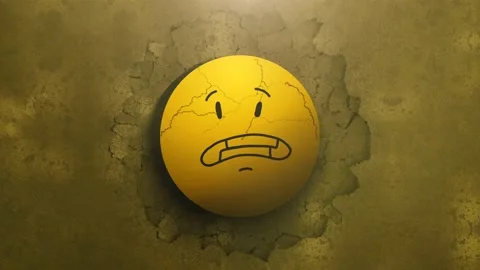 Yellow Smiley Face Hits the Wall 4K Loop | Stock Video | Pond5