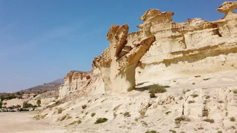 Yellow space rock in the desert. Big yel... | Stock Video | Pond5