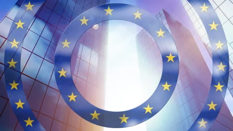 Yellow stars on moving blue circles agai... | Stock Video | Pond5