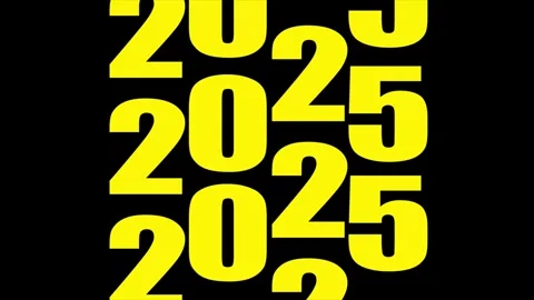 Yellow text 2025 counting animation on b... | Stock Video | Pond5