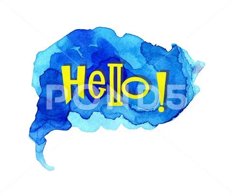 Yellow text hello on blue background: Royalty Free #162355182
