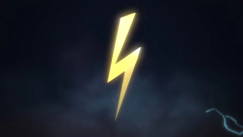 Yellow thunderbolt in sky in 80s style | Stock Video | Pond5