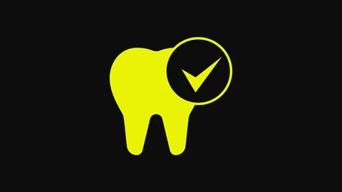Yellow Tooth icon isolated on black back... | Stock Video | Pond5