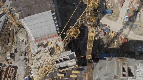Yellow Tower Building Crane on Unfinishe... | Stock Video | Pond5