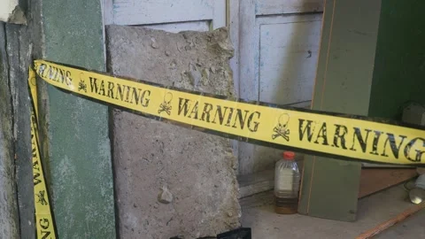 Yellow warning banner, restricted area, ... | Stock Video | Pond5
