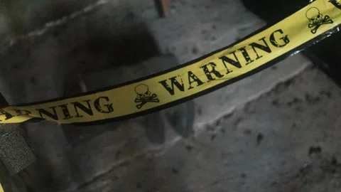 Yellow warning banner, restricted area, ... | Stock Video | Pond5