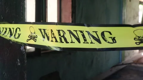 Yellow warning banner, restricted area, ... | Stock Video | Pond5