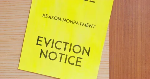 Yellow warning Eviction Notice of nonpay... | Stock Video | Pond5
