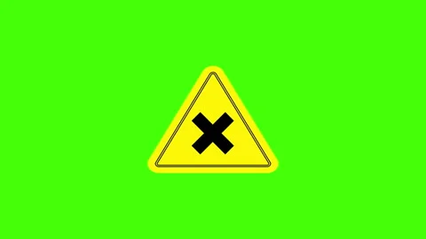 Yellow Warning Glitch Icon with Cross Si... | Stock Video | Pond5