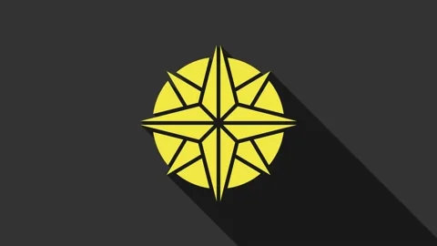 Yellow Wind rose icon isolated on grey b... | Stock Video | Pond5