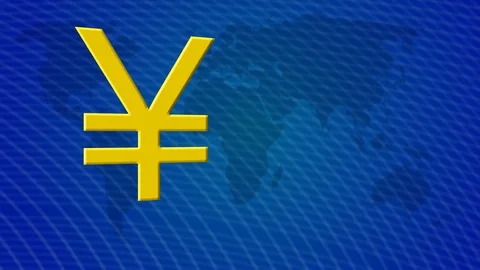 yen symbol rotating against a map of the... | Stock Video | Pond5