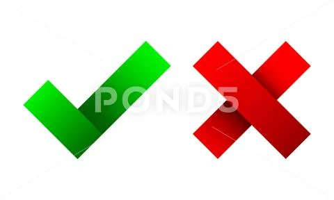 Yes and No check marks. Vector illustration. ~ Clip Art #95328639