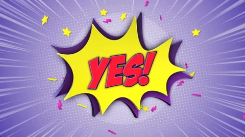 YES Comic Text Animation, with Alpha Mat... | Stock Video | Pond5