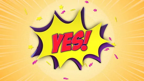 YES Comic Text Animation, with Alpha Mat... | Stock Video | Pond5