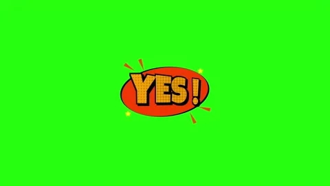Yes comic text animation on green screen... | Stock Video | Pond5