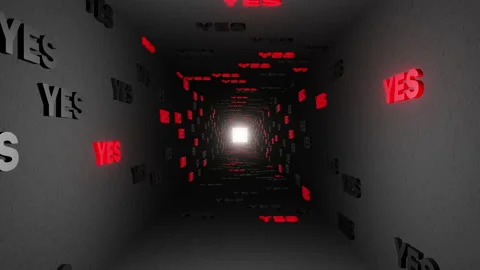 Yes symbol or yeah marks tunnel on black... | Stock Video | Pond5