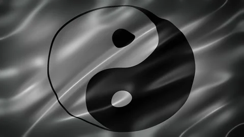 Yin and Yang flag, Tai Chi symbol on whi... | Stock Video | Pond5