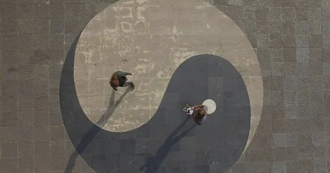 Yin and Yang Symbol Top Down Spinning Sh... | Stock Video | Pond5