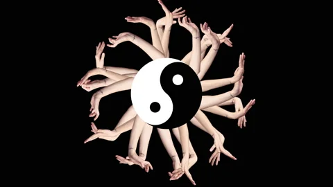 yin yang symbol spinning with arms | Stock Video | Pond5