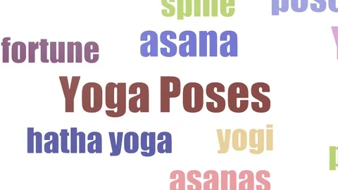 Yoga Poses Word Cloud Animated Isolated | Stock Video | Pond5