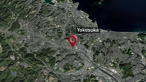 Yokosuka City Map Zoom (Japan) from Spac... | Stock Video | Pond5