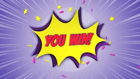 YOU WIN Comic Text Animation, with Alpha... | Stock Video | Pond5