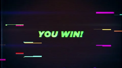 YOU WIN! Retro text effects with glitch ... | Stock Video | Pond5