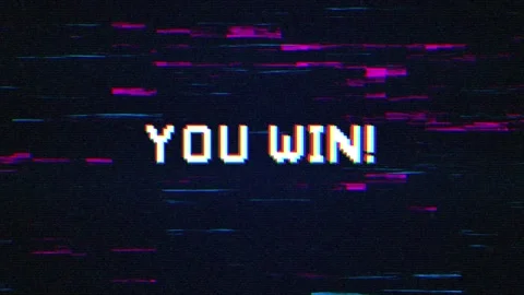 YOU WIN! text over Glitches, VHS defect... | Stock Video | Pond5