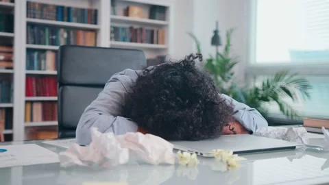 Young Arabian man puts head on table wit... | Stock Video | Pond5