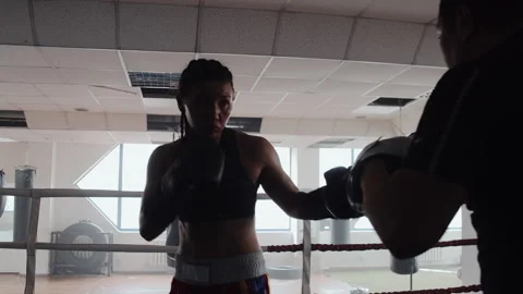 Young asian female boxer in boxing glove... | Stock Video | Pond5