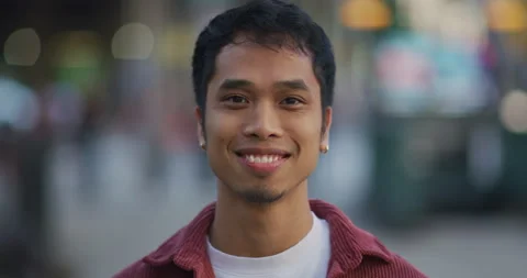 Young Asian Filipino man smile face port... | Stock Video | Pond5