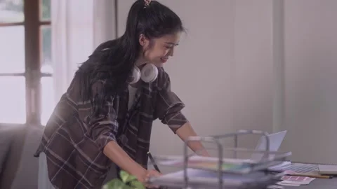 Young Asian Women Graphic designer Artis... | Stock Video | Pond5