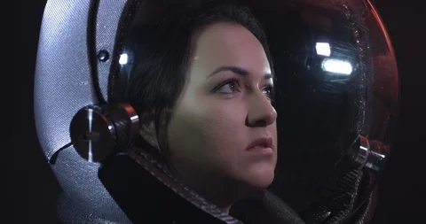 Young Beautiful Female Astronaut In Spac... | Stock Video | Pond5